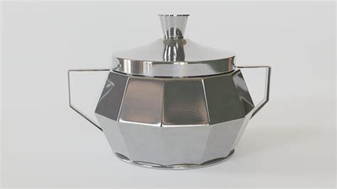 Art Deco Sugar Bowl 1930s Silver Plated Free Vr Ar Low Poly 3d