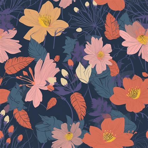Premium Ai Image Floral Print With Botanical Flowers As A Seamless Pattern For Textile Design