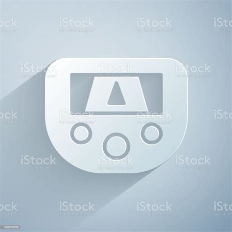 회색 배경에 격리 된지도 아이콘이있는 용지 절단 Gps 장치 종이 아트 스타일 벡터 3차원 형태에 대한 스톡 벡터 아트 및 기타 이미지 3차원 형태 Brand Name