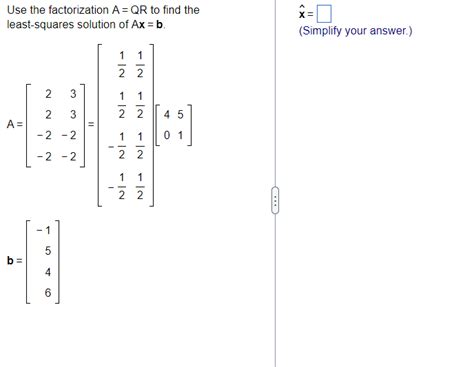 Solved Use The Factorization A QR To Find The Chegg