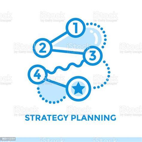 선형 전략 계획 시작 비즈니스에 대 한 아이콘입니다 개요 스타일에서 그림입니다 벡터 플랫 라인 아이콘 모바일 애플 리 케이 션