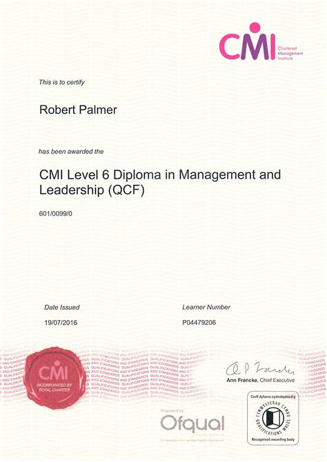 CMI Diploma Certificate PDF