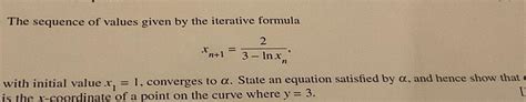 Solved The Sequence Of Values Given By The Iterative Formula