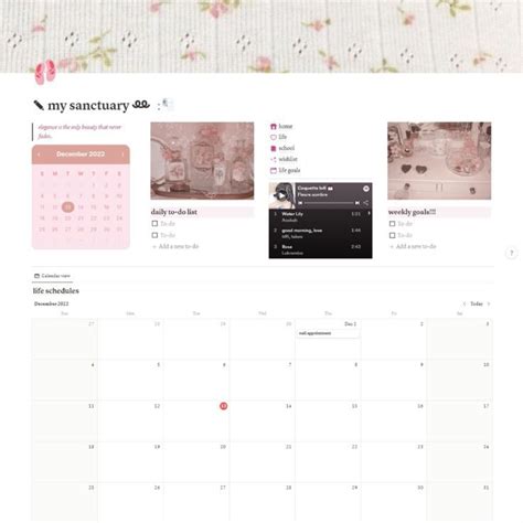 My Sanctuary ꔛ𖥻ː🧻𖥔 Notions Template Free Templates