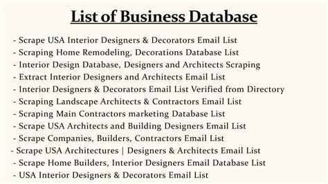 Extracting Interior Designers And Architects Database In Florida Ppt