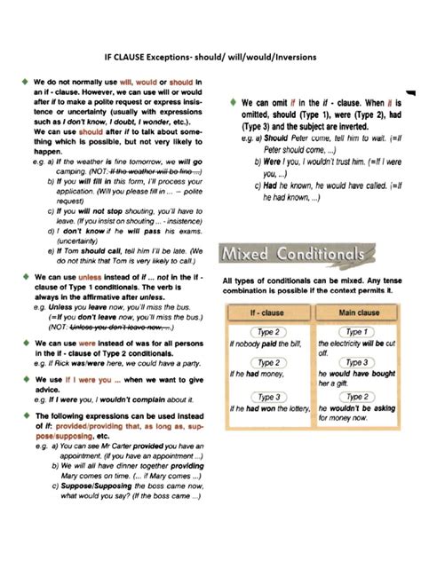 If Clause Exceptions Mixed Conditionals Pdf
