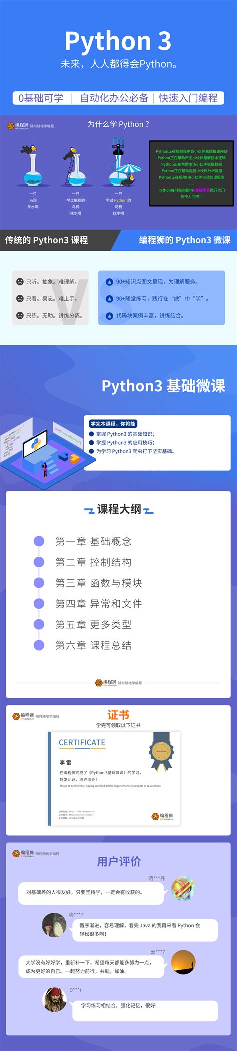 Python3 入门课程编程实战微课w3cschool