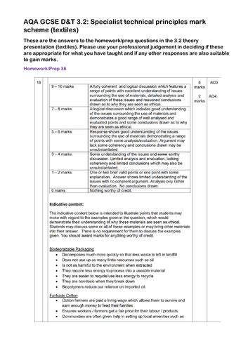 Aqa Gcse Design And Technology 3 2 Specialist Technical Principles Textiles Teaching Resources