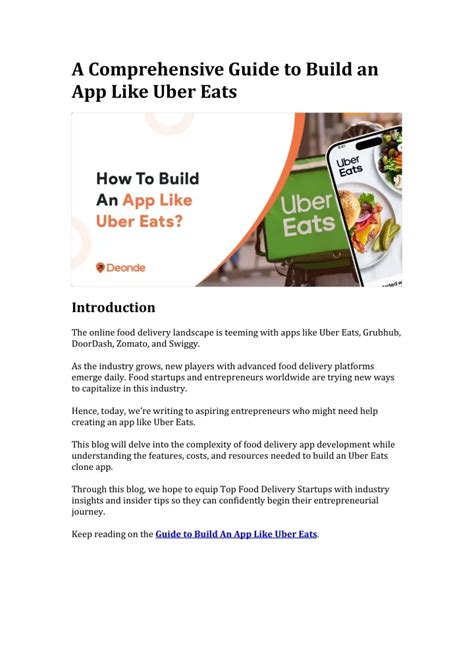 Ppt A Comprehensive Guide To Build An App Like Uber Eats Powerpoint