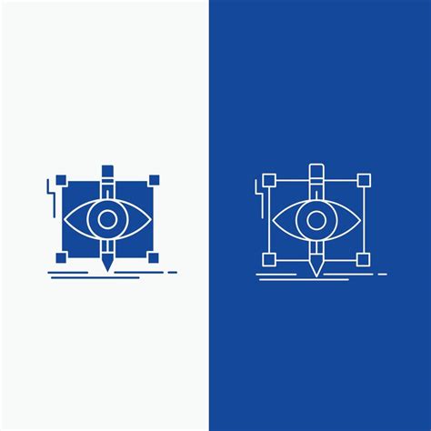 Design Draft Sketch Sketching Visual Line And Glyph Web Button In Blue Color Vertical Banner