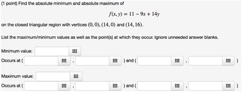 Solved 1 Point A Contour Diagram For A Function Fx Y Is