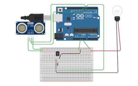 circuit design sensor jarak dinamo dc tinkercad