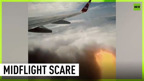 Terrifying Moment An Airplane Engine Explodes Mid Flight