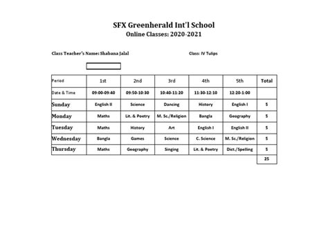 Sfx Greenherald Intl School Online Classes 2020 2021 Pdf