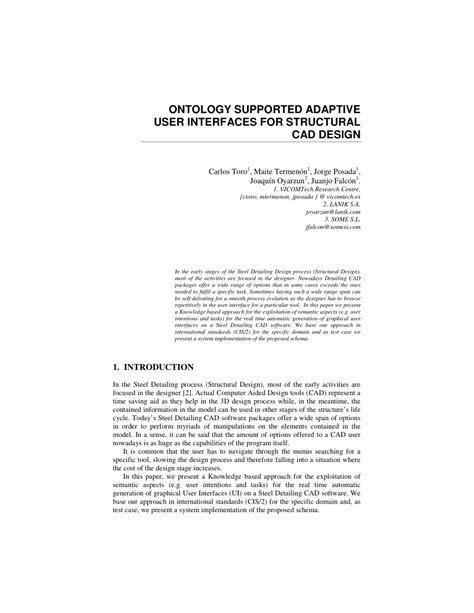 Pdf Ontology Supported Adaptive User Interfaces For Structural Cad Design