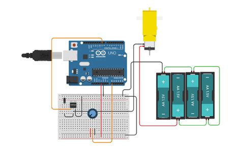 circuit design controlando um motor cc tinkercad