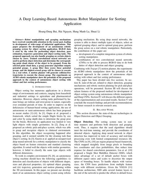 Pdf A Deep Learning Based Autonomous Robot Manipulator For Sorting Application