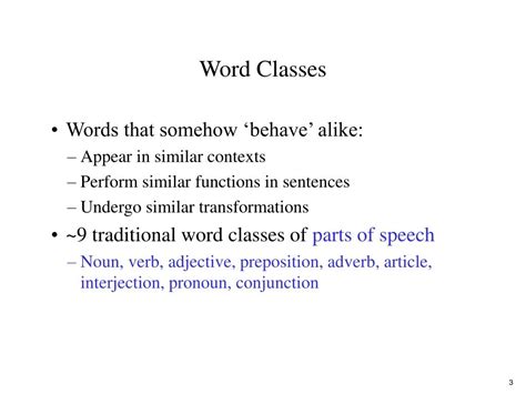 Ppt Word Classes And Part Of Speech Pos Tagging Powerpoint