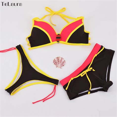 Buy Bikinis Women 2017 Push Up 3 Pieces Set Sexy Thong