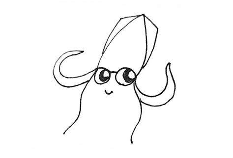 卡通鱿鱼简笔画 卡通鱿鱼的画法步骤图解教程 毛毛简笔画