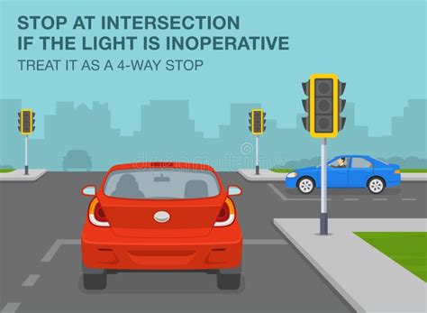 Safe Driving Tips And Traffic Regulation Rules Stop At Intersection If