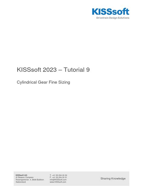 Kisssoft Tutorial 009 Gearsizing En Pdf Gear