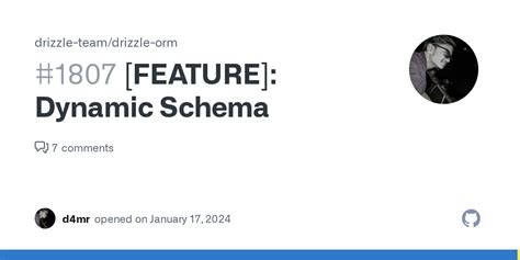 Feature Dynamic Schema · Issue 1807 · Drizzle Teamdrizzle Orm · Github