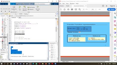 Control Systems Transfer Function Representation Tf In Matlab Youtube