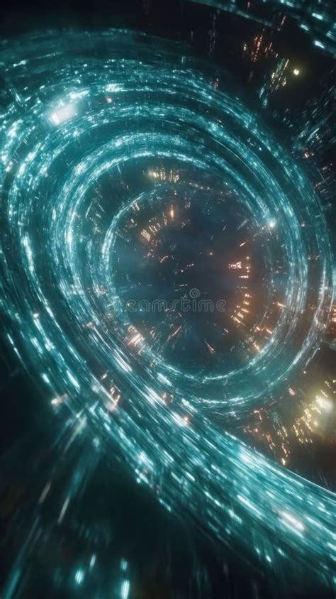 A Swirling Vortex Of Light And Energy Suggesting A Portal Or Cosmic Phenomenon Stock