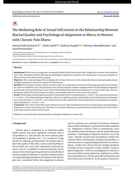 Pdf The Mediating Role Of Sexual Self Esteem In The Relationship Between Marital Quality And