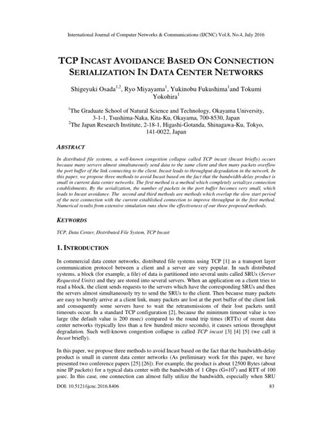 Pdf Tcp Incast Avoidance Based On Connection Serialization In Data