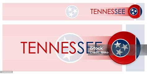 테네시 주 미국 주 수평 웹 배너 현대 Neomorphism 스타일 웹 페이지 테네시 선거 헤더 모바일 응용 프로그램 또는 인터넷 사이트용 단추 벡터 0명에 대한 스톡 벡터