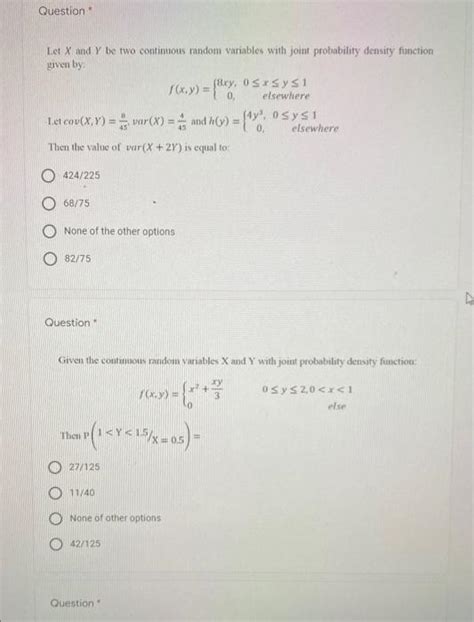 Solved Question Let X And Y Be Two Continuous Random Chegg Com