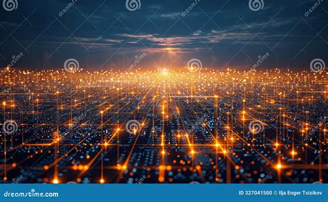 Minimalist Circuit Board Art With Glowing Nodes Symbolizing Corporate Event Connectivity Stock