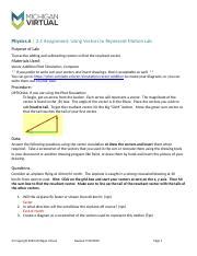 Physics A Using Vectors For Motion Lab Course Hero
