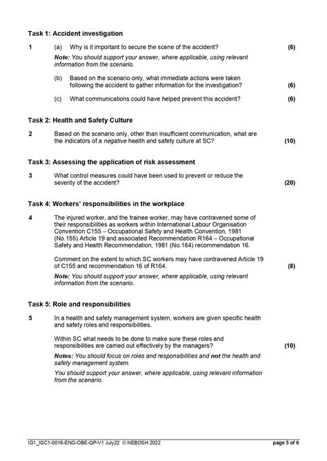 Health Safety Environment Hse Latest Question Paper Nebosh Ig1 Health Safety Environment Hse Latest Question Paper Nebosh Ig1