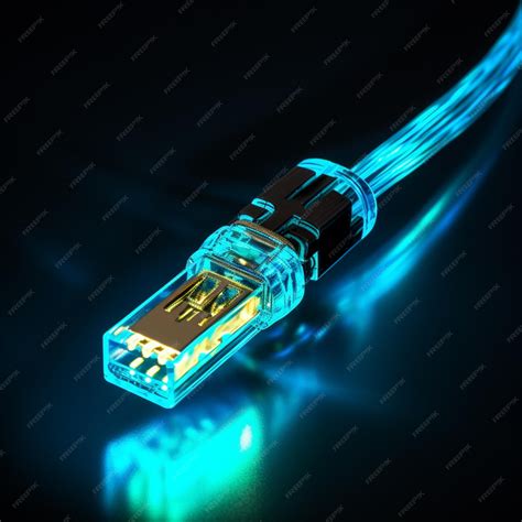 Premium Ai Image A Blue Ethernet Cable With Yellow Connecting Point