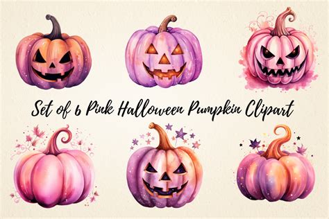 Pink Halloween Pumpkin Clipart Bundle Graphic By Pcudesigns · Creative