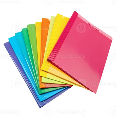 Brightly Colored Plastic File Folders Office Supplies 57284400 Png