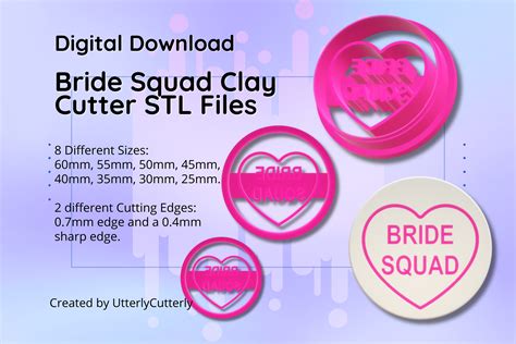 Clay Cutter Stl File Bride Squad Earrin · Creative Fabrica