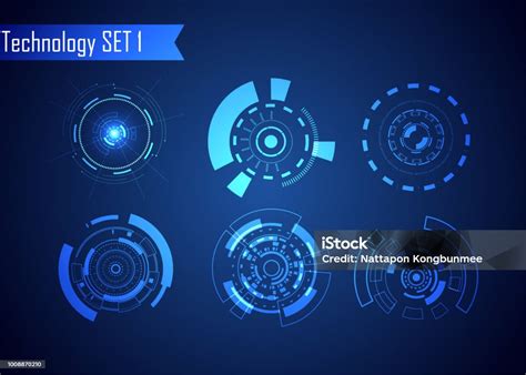 원 추상 디지털 기술 Ui 미래 Hud 가상 인터페이스 요소 Scifi 현대 사용자에 게 그래픽 모션 테마 기술 게임 컨트롤 배경 기술 또는 디자인의 요소 집합 개념에 대한