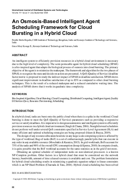 Pdf An Osmosis Based Intelligent Agent Scheduling Framework For Cloud Bursting In A Hybrid