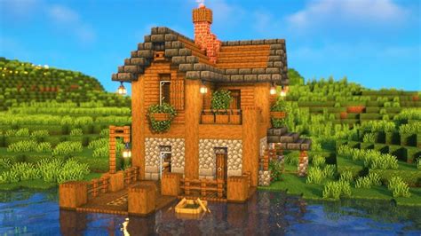 Simple Lakeside Starter House In Minecraft Tutorial Large Starter