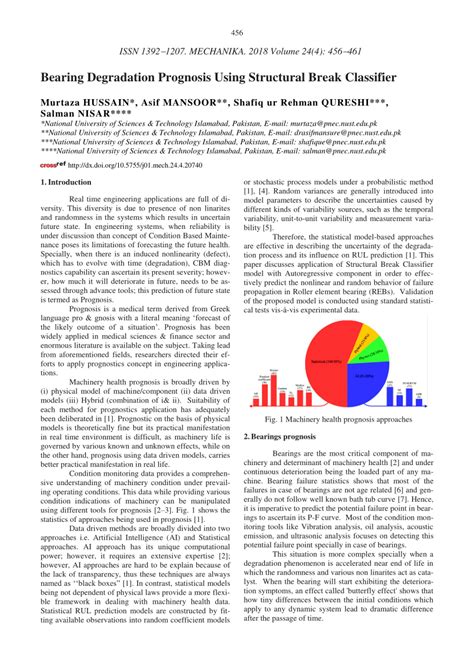 Pdf Bearing Degradation Prognosis Using Structural Break Classifier