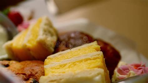 Vanilla Slice With Selection Of Cakes And Sweets For Afternoon Tea