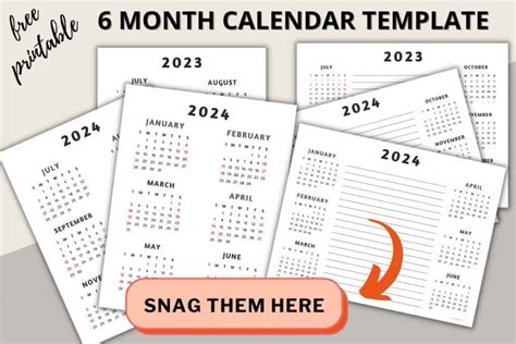 Six Months Calendar Printable Free Template ⋆ Love Our Real Life