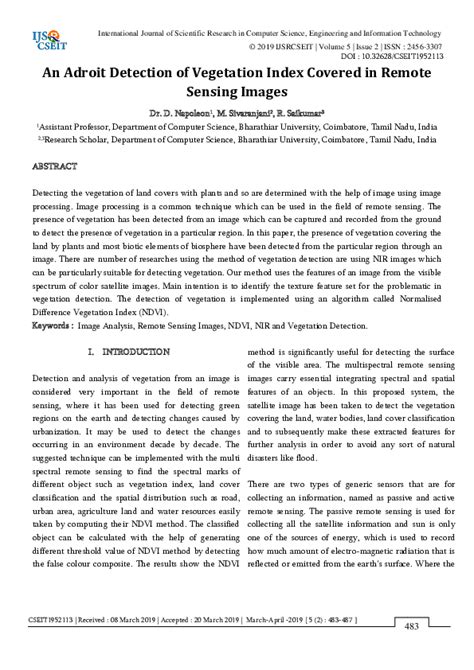 Pdf An Adroit Detection Of Vegetation Index Covered In Remote Sensing Images