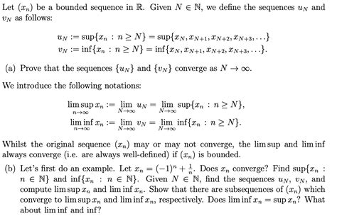 Solved Let 2n Be A Bounded Sequence In R Given N EN We Chegg Com
