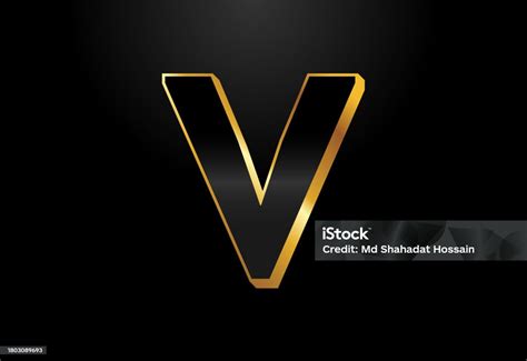 금색과 검은 색 알파벳 V 우아한 골드 컬러 알파벳 벡터 일러스트 레이 션 0명에 대한 스톡 벡터 아트 및 기타 이미지 0명 3차원 형태 금 금속 Istock