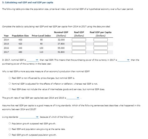Solved Calculating Real GDP And Real GDP Per Capita The Chegg Com